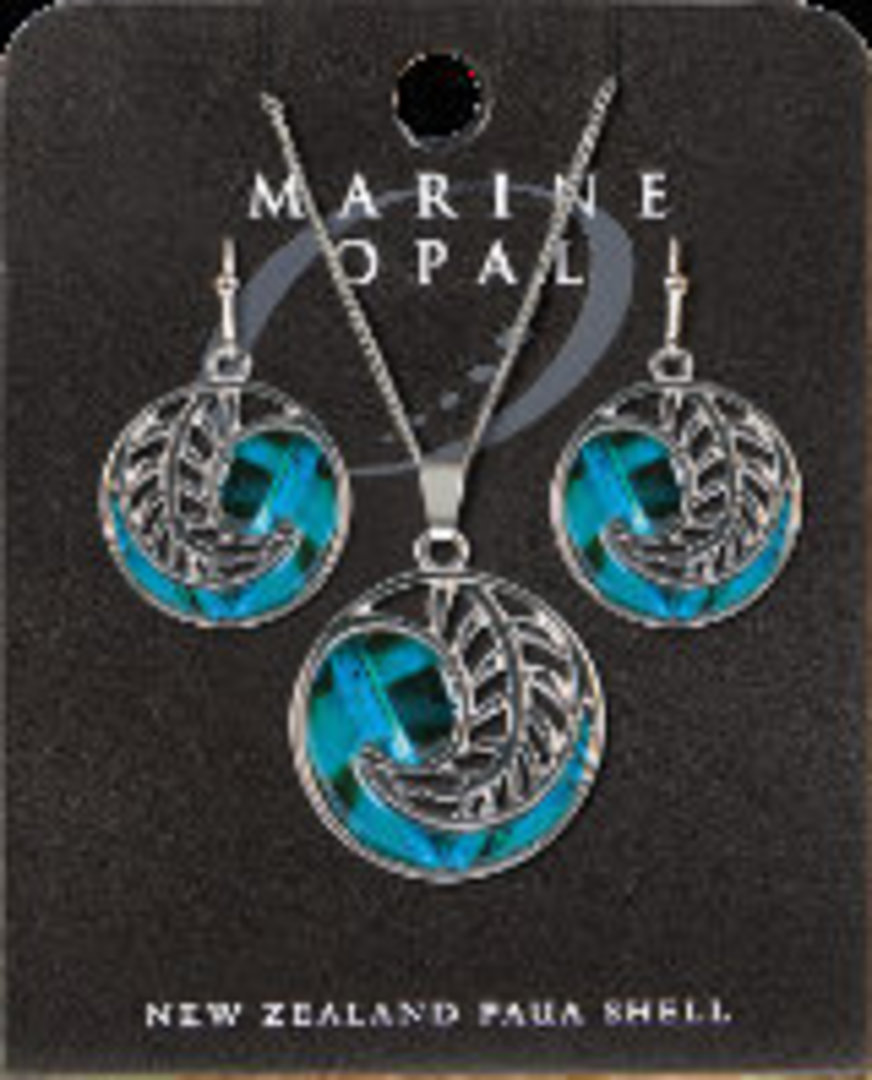 Marine Opal Necklace and Earrings Set 113